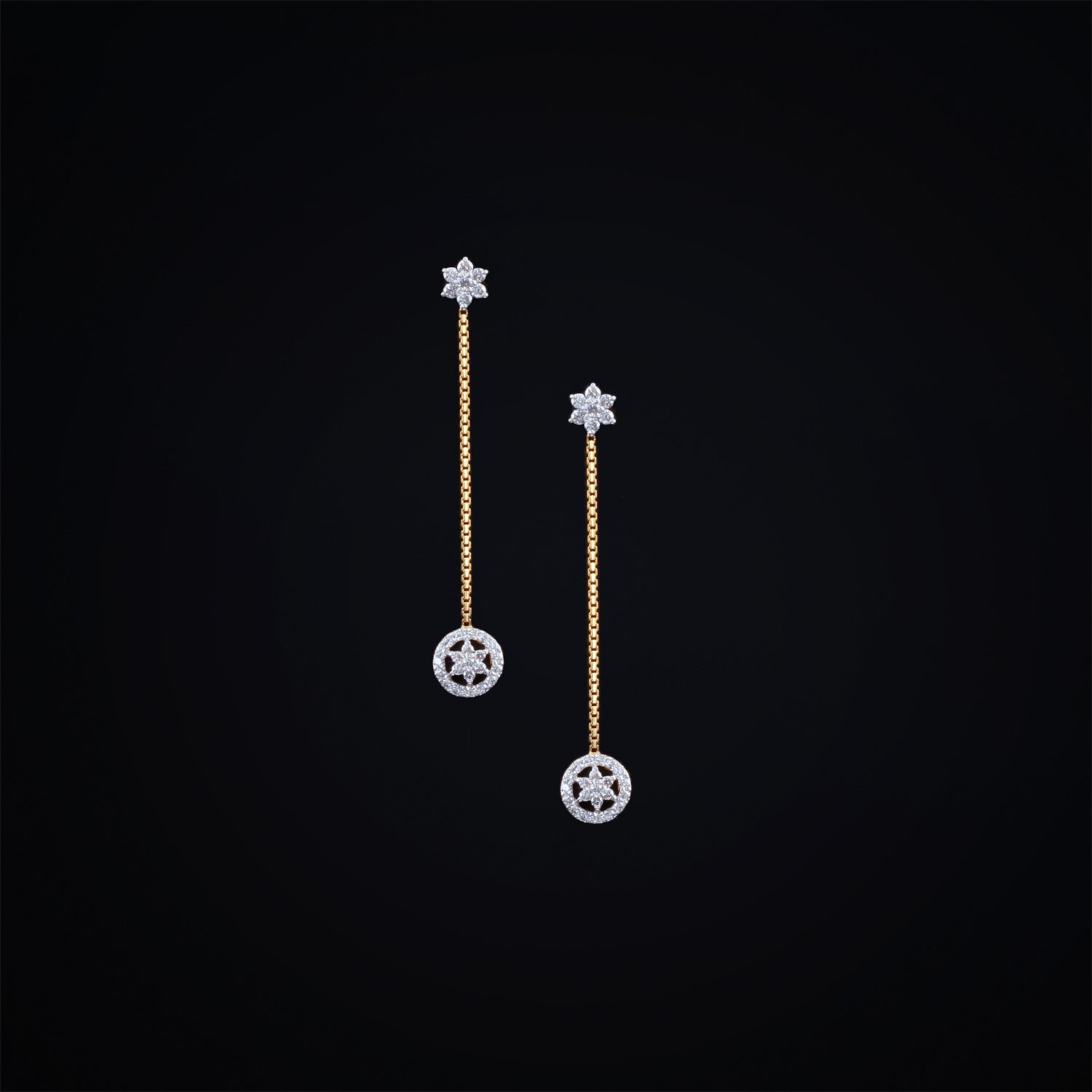 14K YG Light Dangler Diamond Earring- 1pair – RB Diamond Jewellers